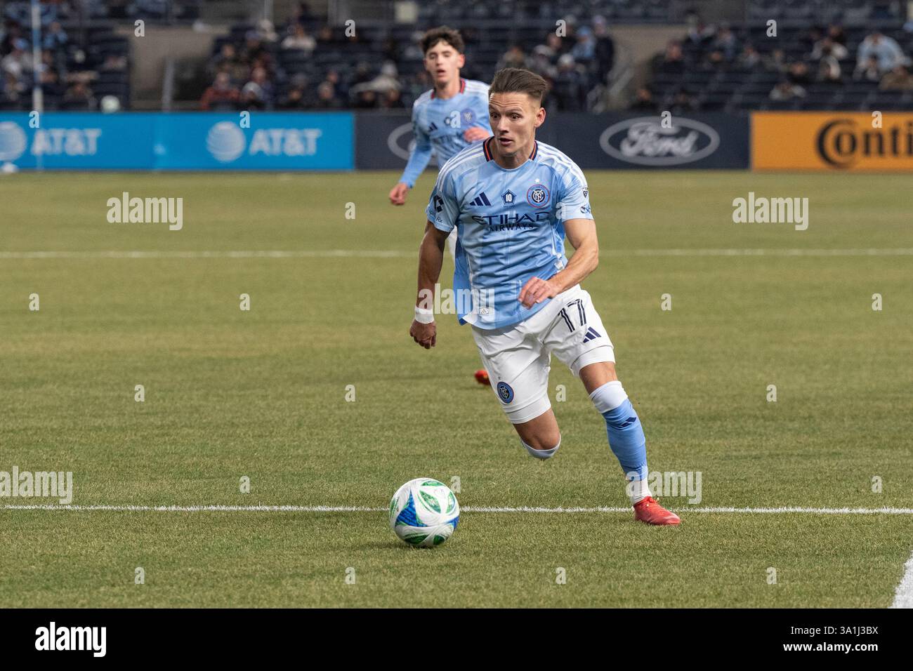 Hannes Wolf (17) of NYCFC controls ball during MLS regular season match ...