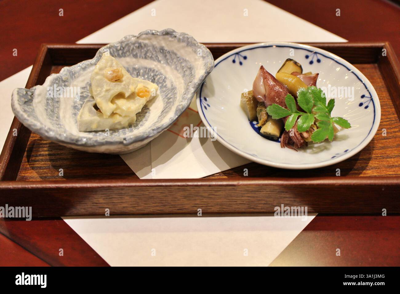 Japanese cuisine: appetizer platter ("firefly squid with razor clams ...