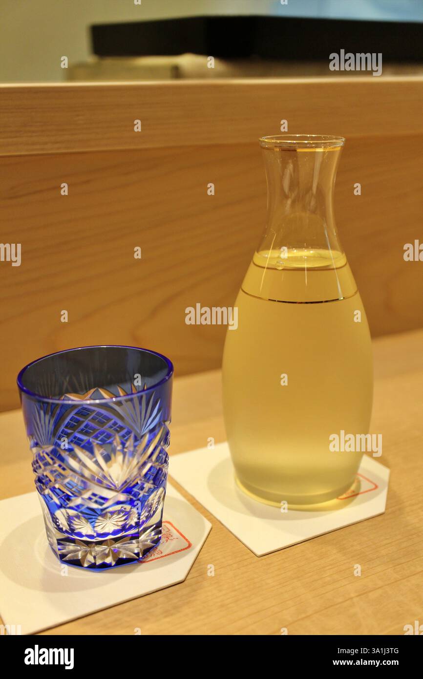 Japanese sake and Edo kiriko glass in Tokyo, Japan Stock Photo - Alamy