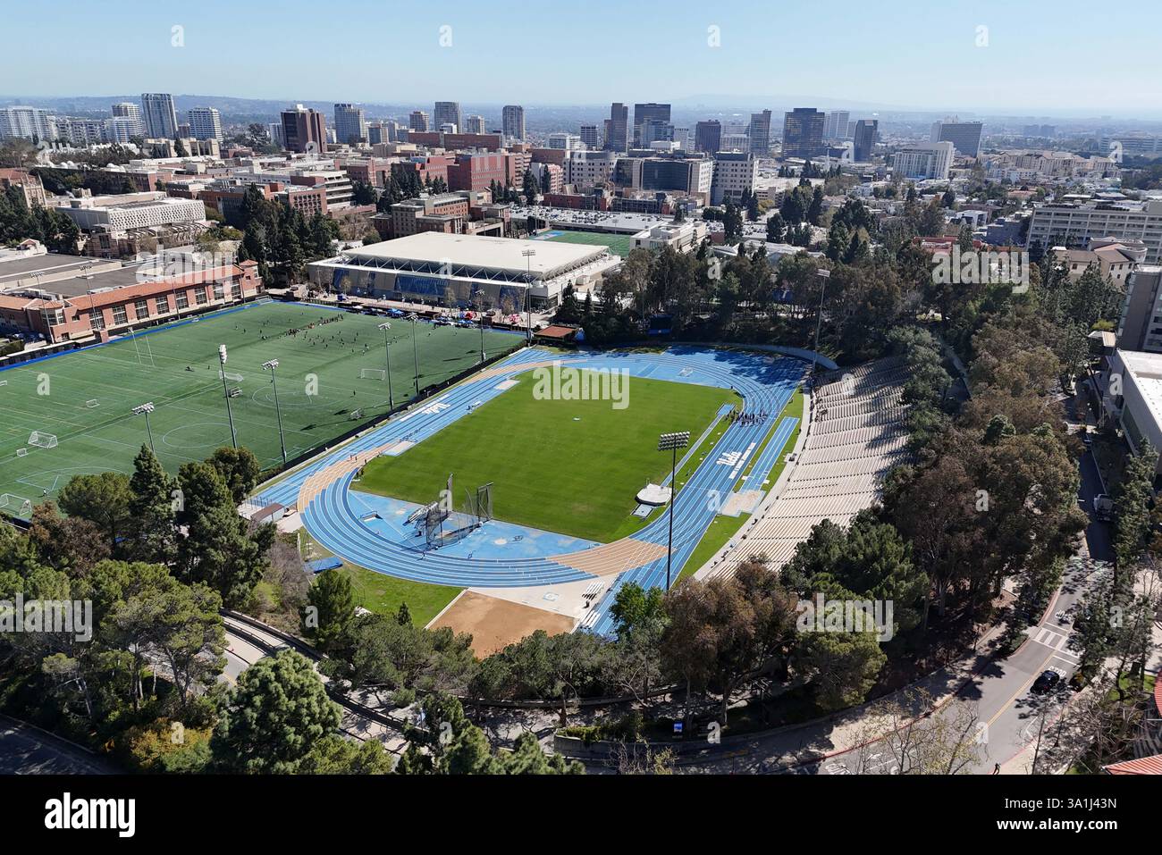 A general overall aerial view of the track at Drake Stadium on the ...