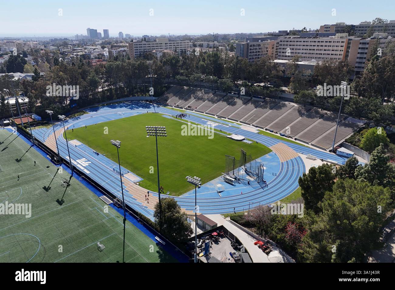 A general overall aerial view of the track at Drake Stadium on the ...