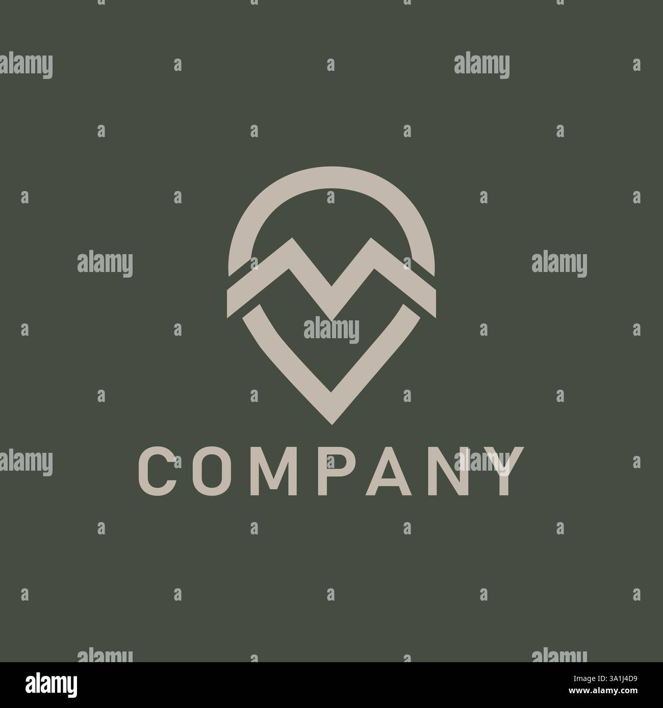 Pin Marker Design with Mountain Design Template Forming Letter M ...