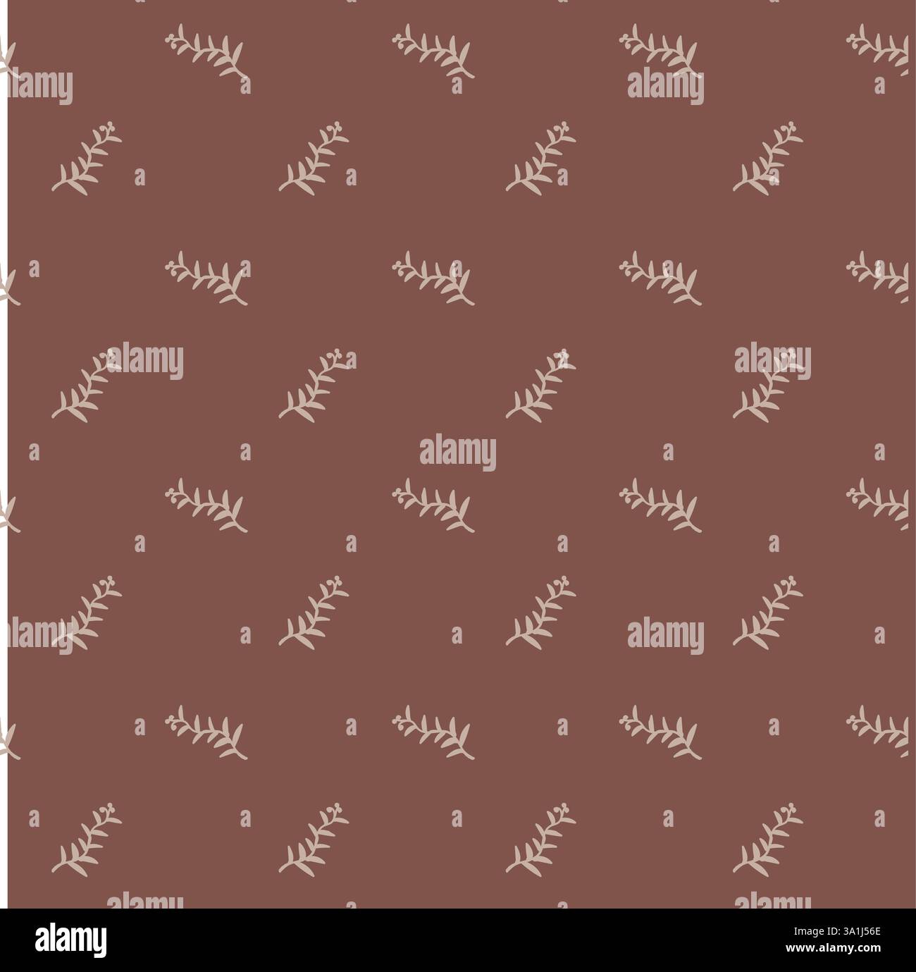 Seamless pattern of small beige leaf branches on brown background Stock Vector Image & Art - Alamy