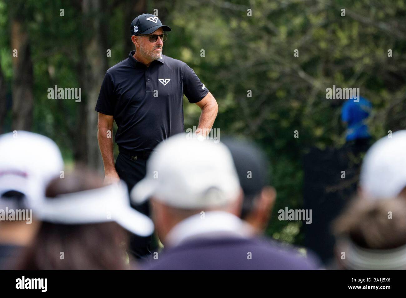 Captain Phil Mickelson of HyFlyers GC waits on the fourth green during ...