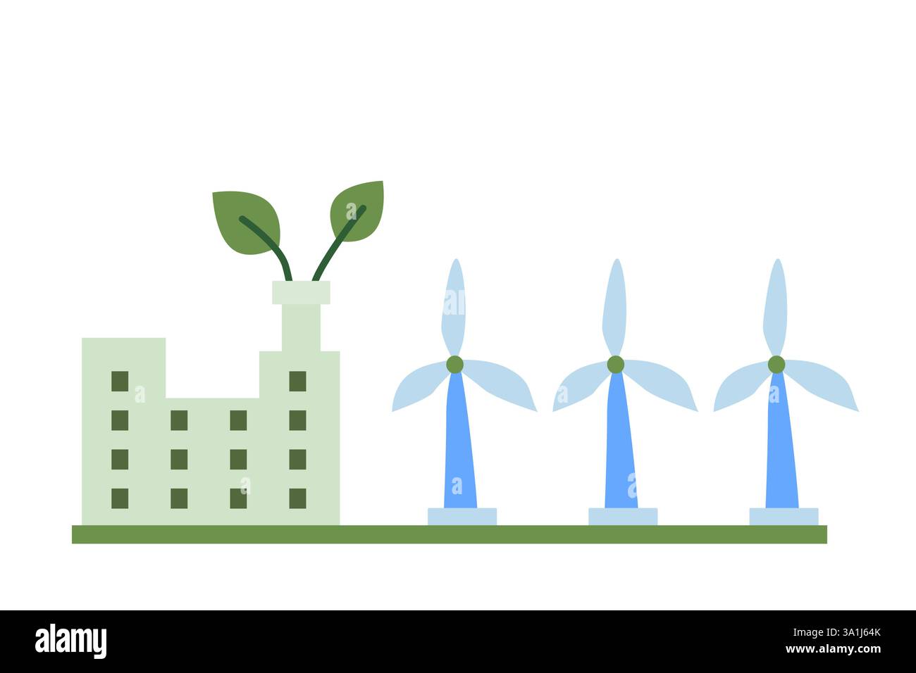 Eco-friendly industry concept with wind turbines and green energy factory Stock Vector Image ...