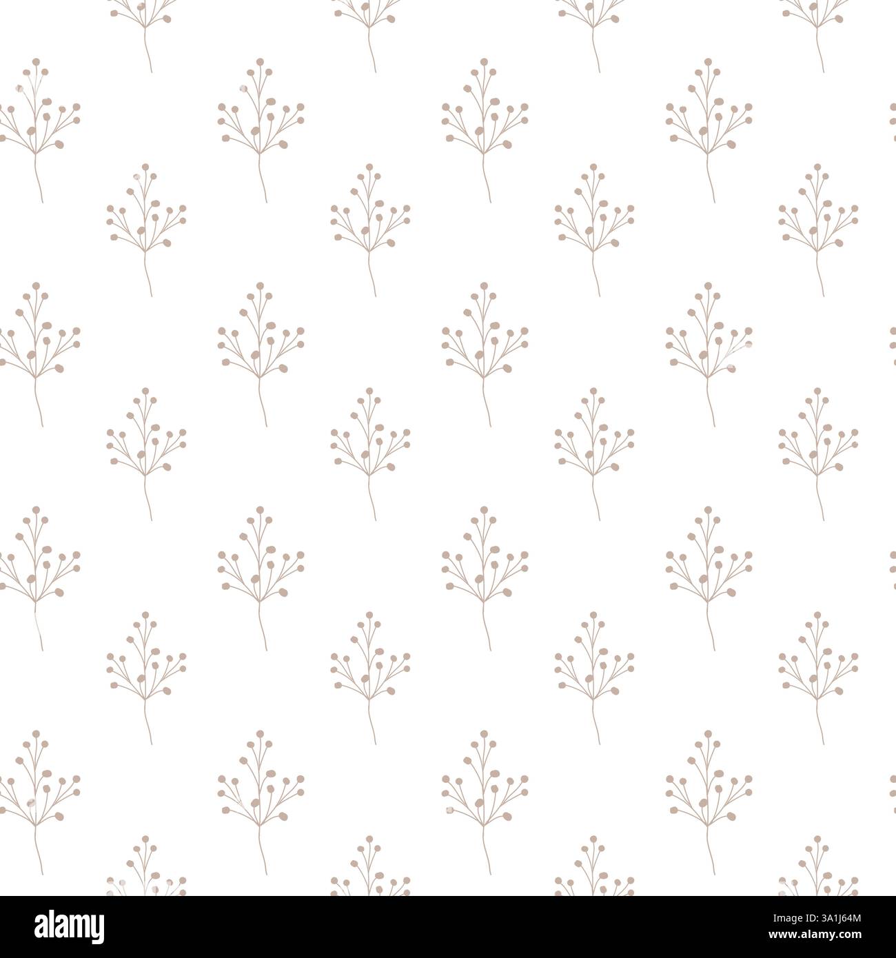 Seamless beige floral pattern on white background Stock Vector Image ...