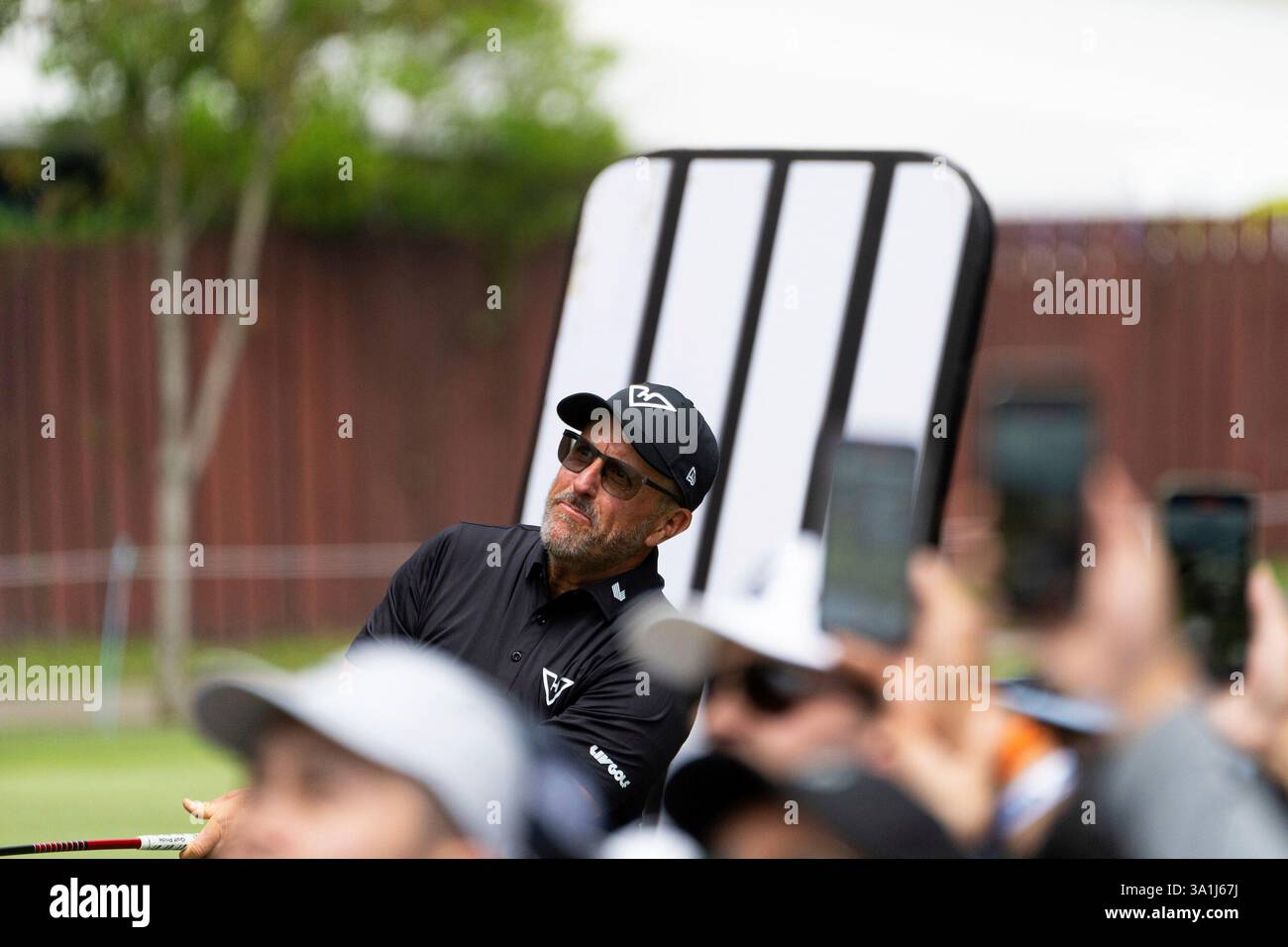 Captain Phil Mickelson of HyFlyers GC hits his shot during the final ...