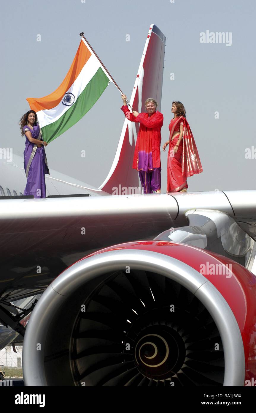 Owner of Virgin Atlantic Airways Richard Branson along with Indian ...