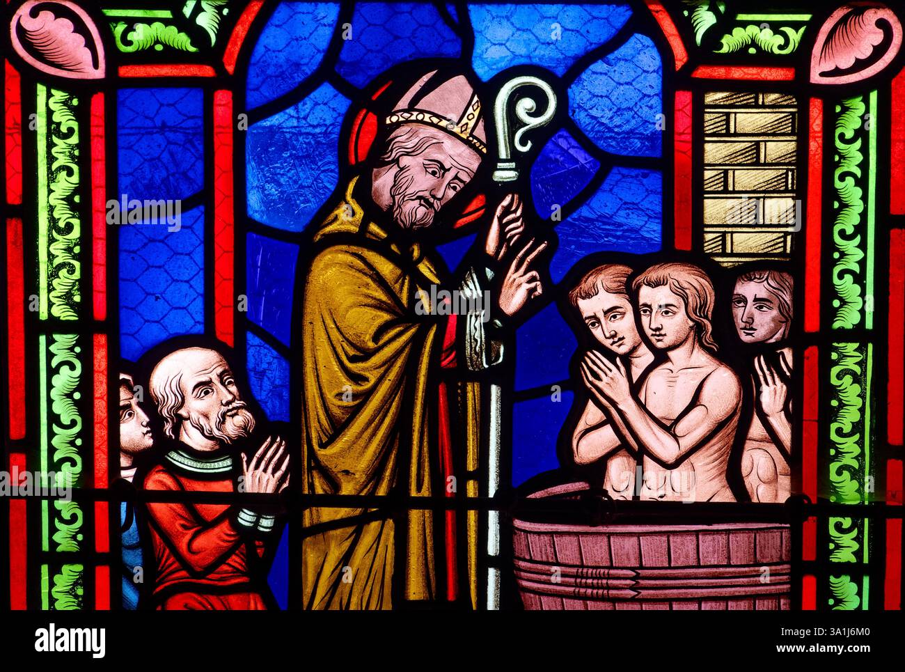 Loris, FRANCE - 01-27-2025: Stained glass (19th century) of Saint ...