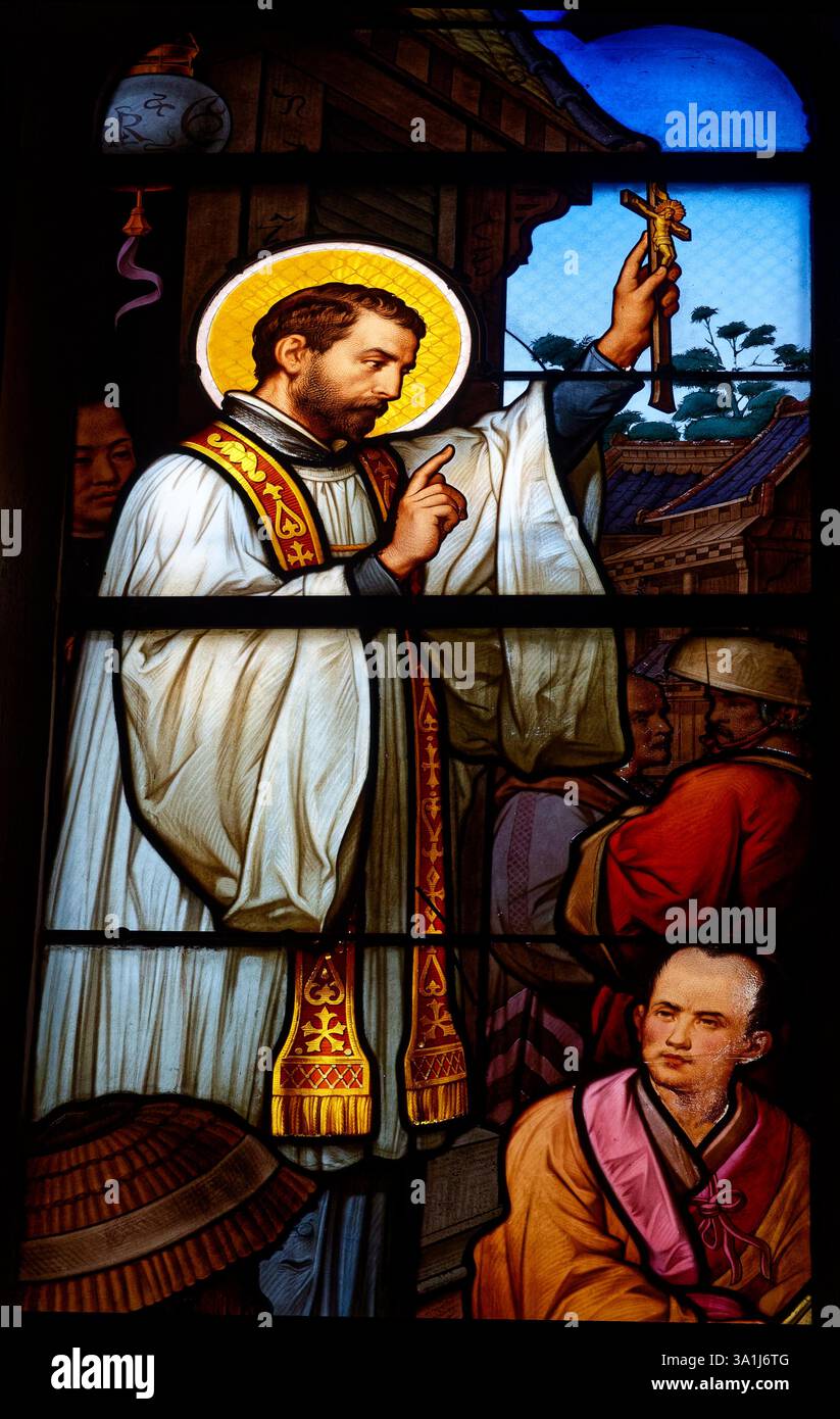 Montargis, FRANCE - 01-27-2025: Stained glass (19th century) of Saint ...