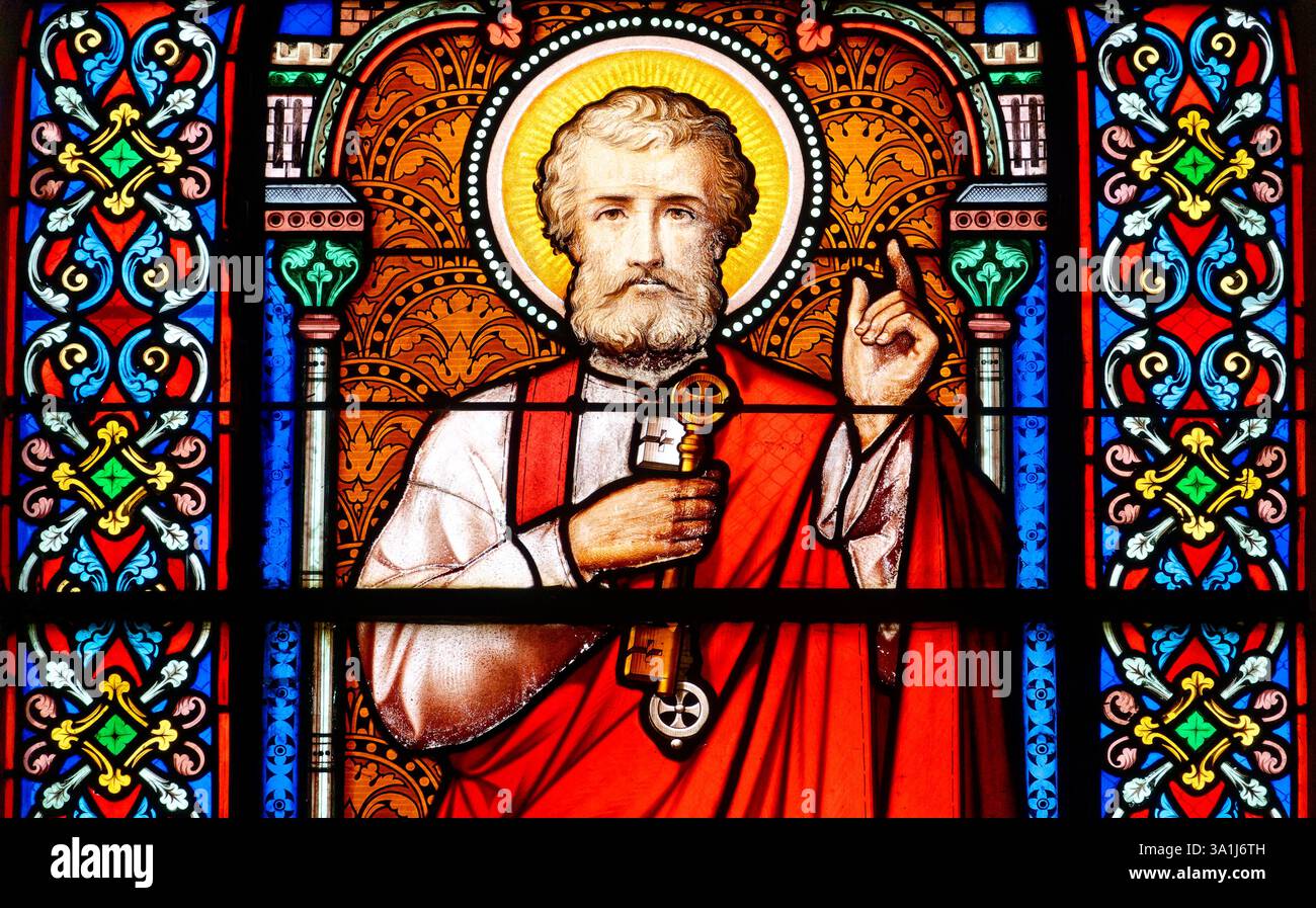 Montargis, FRANCE - 01-27-2025: Stained glass (19th century) of Saint ...