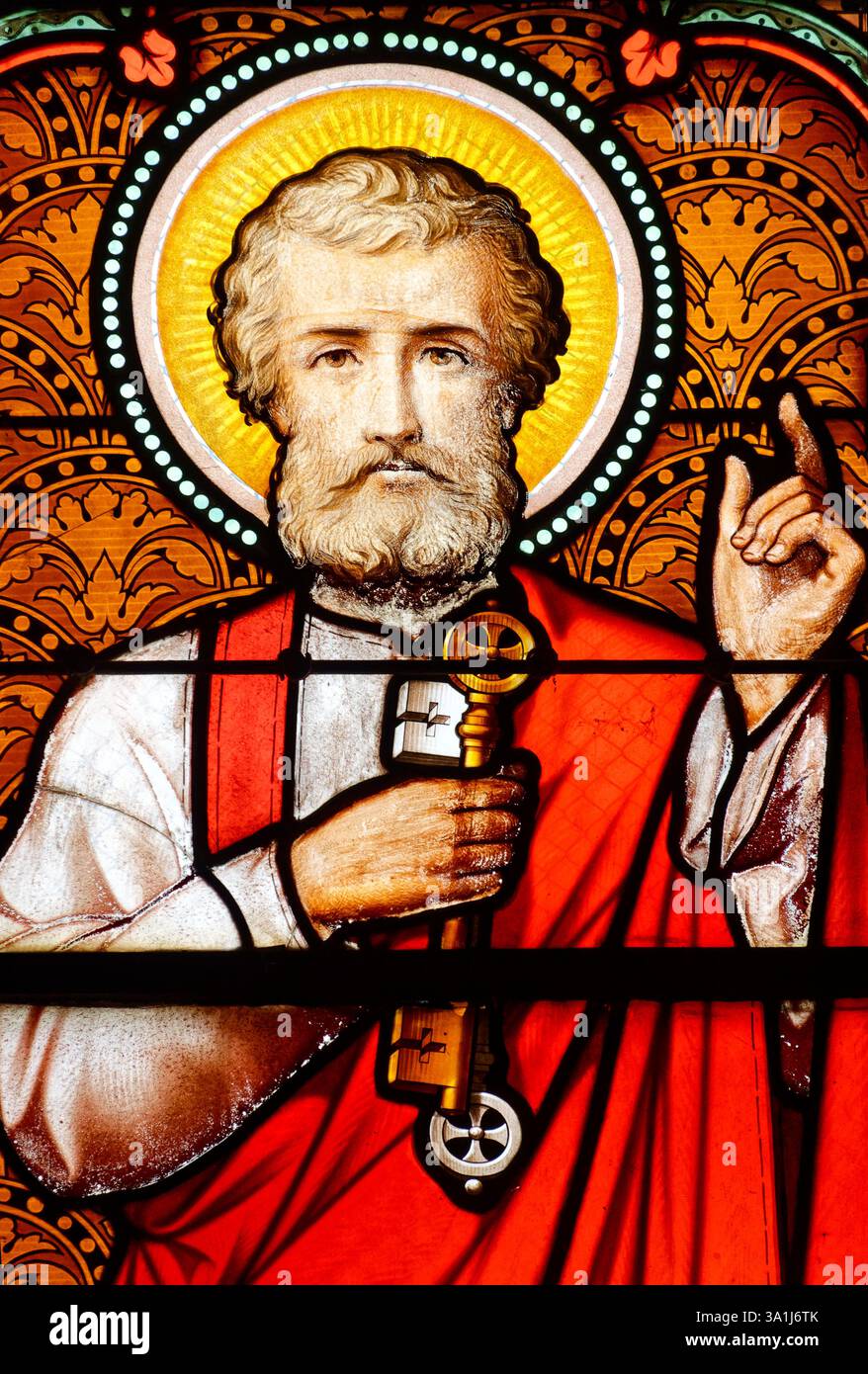 Montargis, FRANCE - 01-27-2025: Stained glass (19th century) of Saint ...