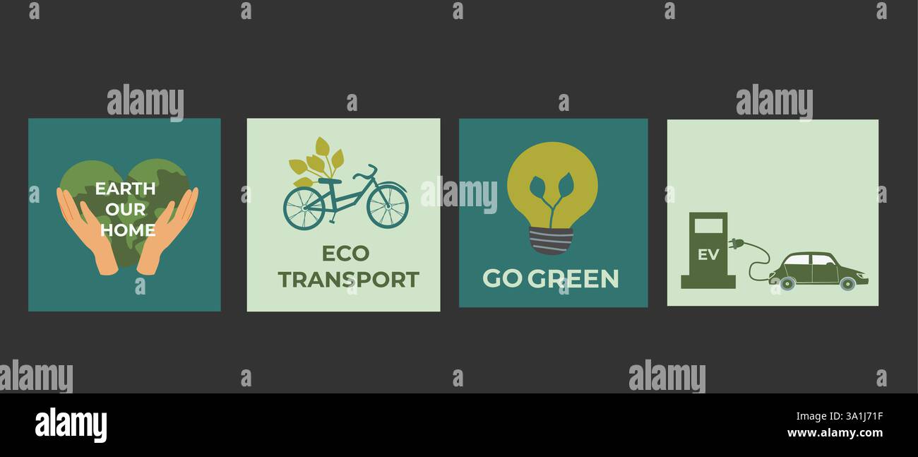 Eco-friendly initiatives: sustainable living, green transport, renewable energy, electric ...