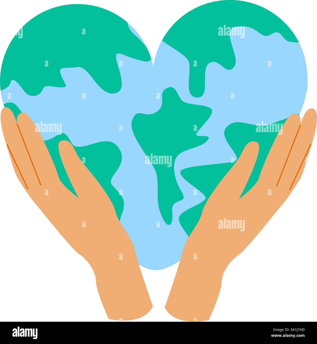Hands holding planet Earth. Flat design. Planet protection and care ...