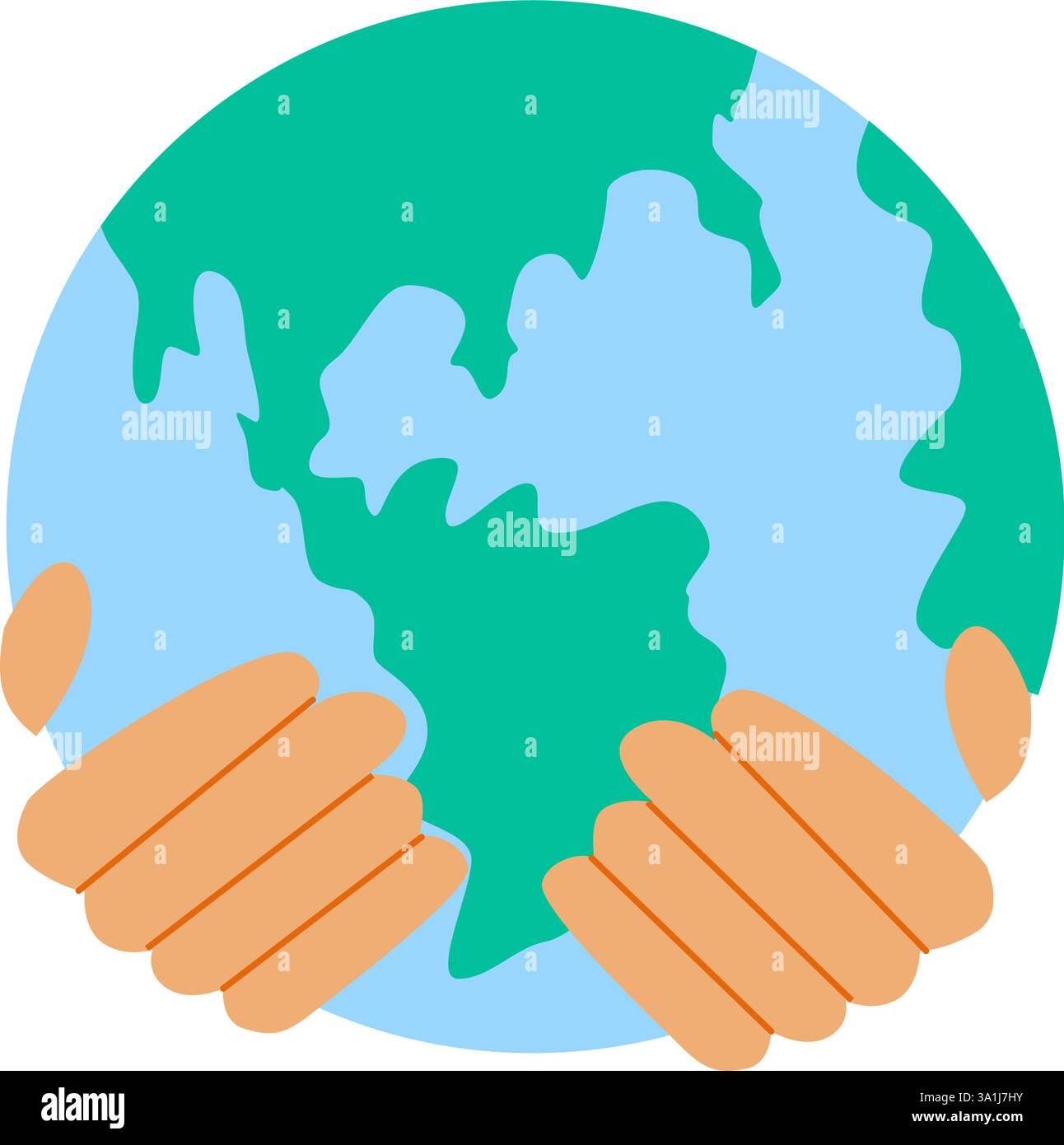 Hands holding planet Earth. Flat design. Planet protection and care ...