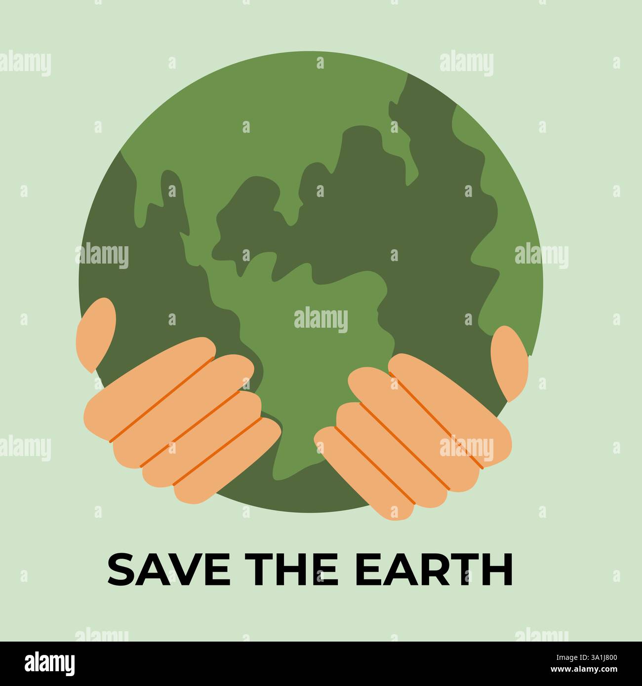 Save the earth: hands holding the planet illustration for environmental ...