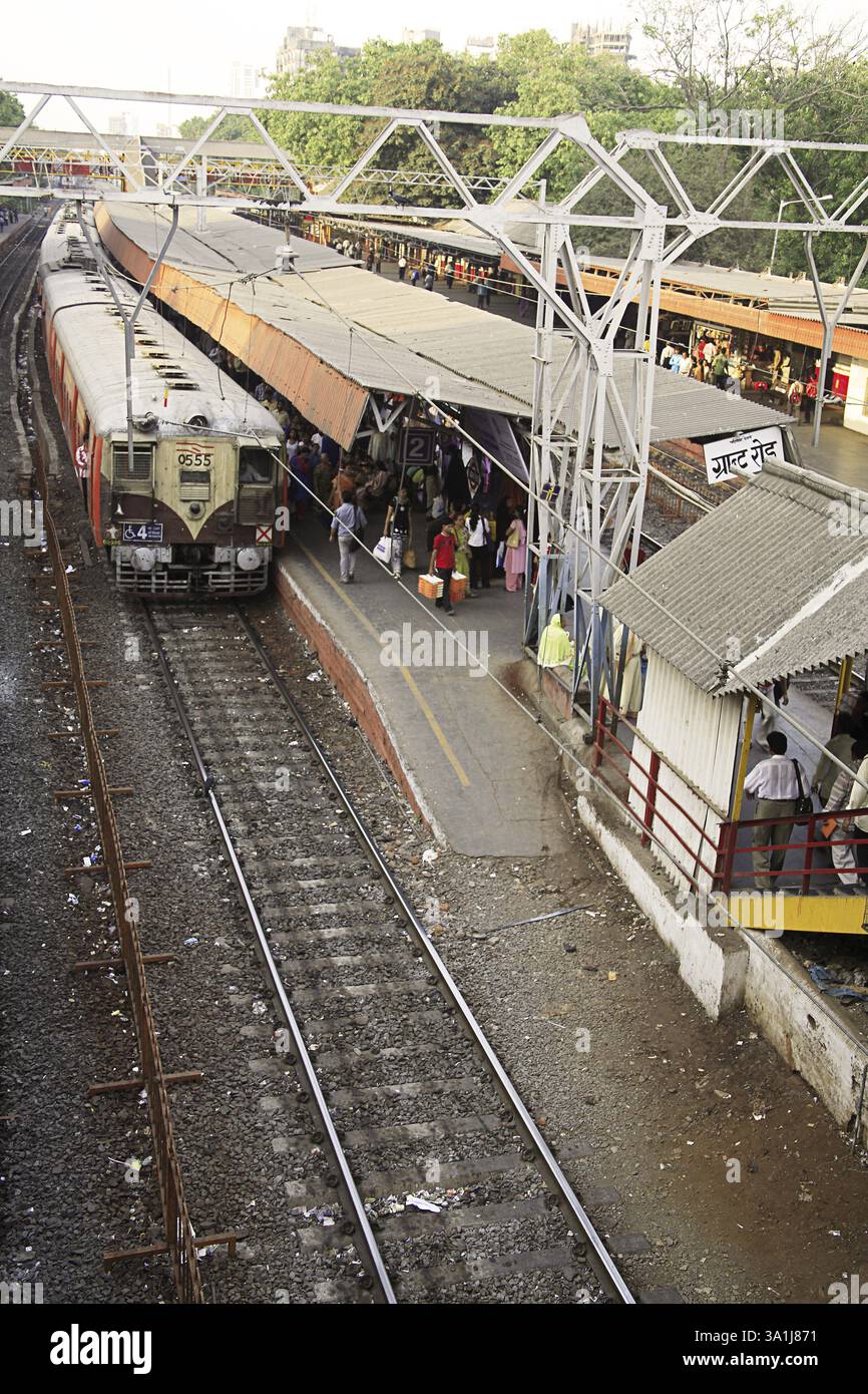 Suburban western railway local train station, Grant road, Bombay NAw ...