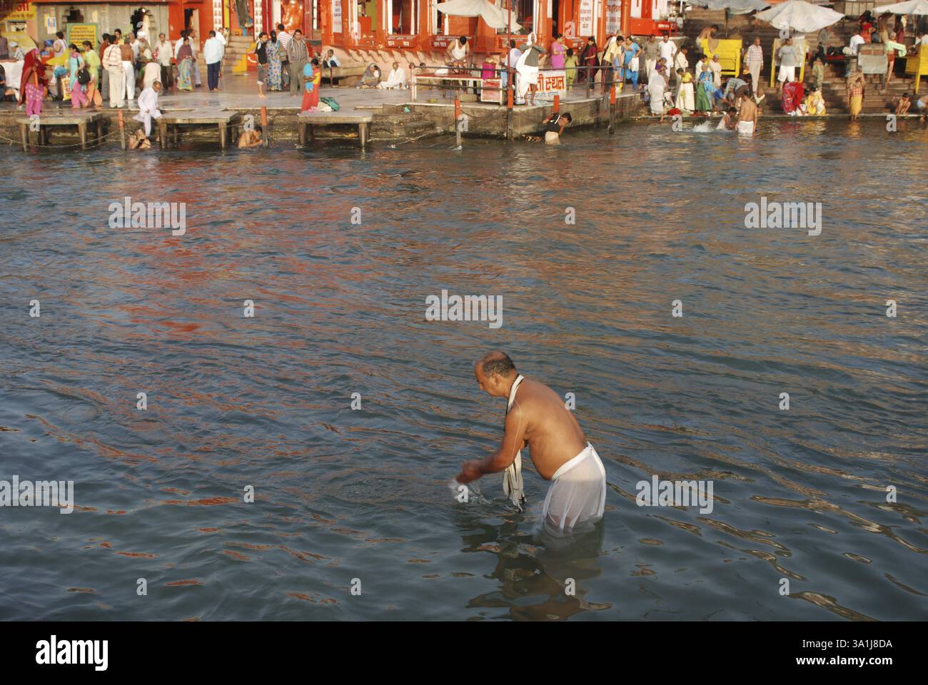 Holy dip in the Ganga river, Har Ki Pauri, Haridwar, Uttar Pradesh ...