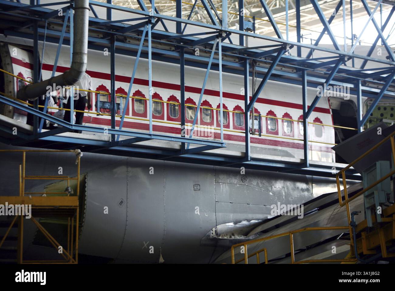 Boeing 747-400 parked for maintenance and repair at the hanger based in ...