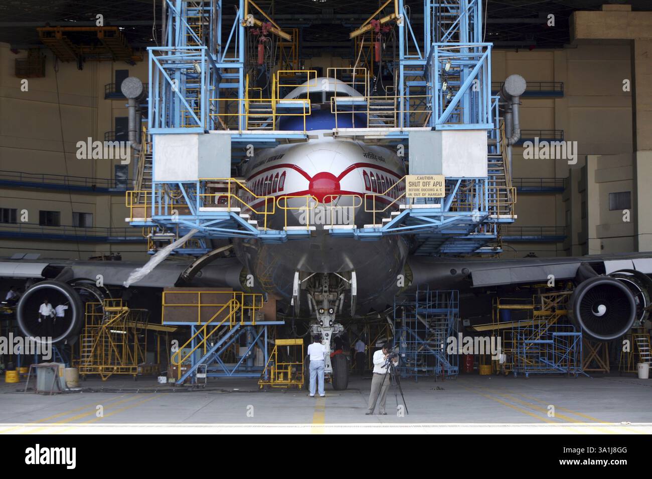 Boeing 747-400 parked for maintenance and repair at the hanger based in ...