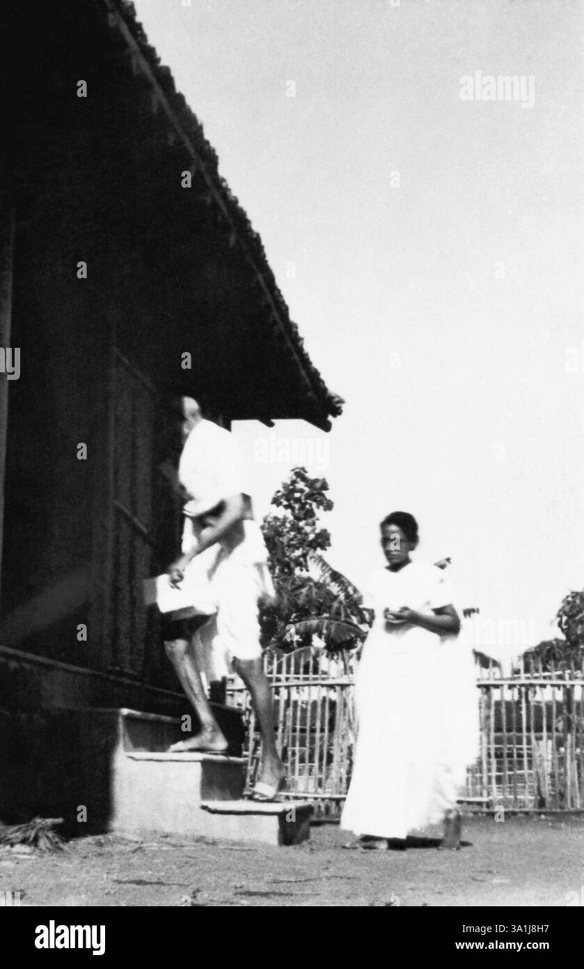 Mahatma Gandhi entering a hut at Sevagram Ashram, 1941, Amtus Salam NA ...