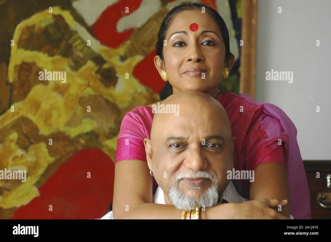 South Asian Indian journalist MP Pritish Nandy with his wife Rina Nandy ...