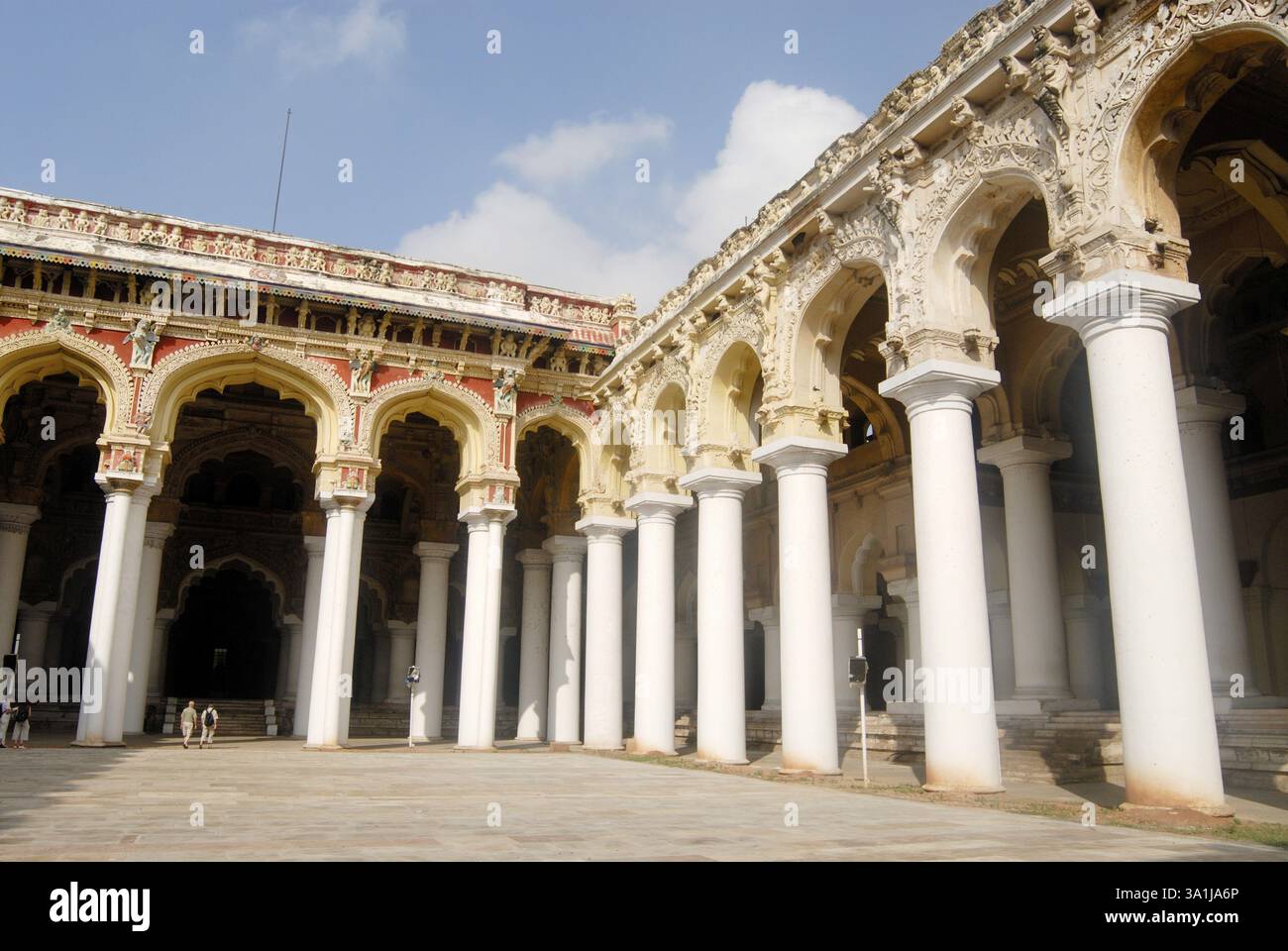 Grand columns and stucco work at Thirumalai Nayak (Naick) palace built ...
