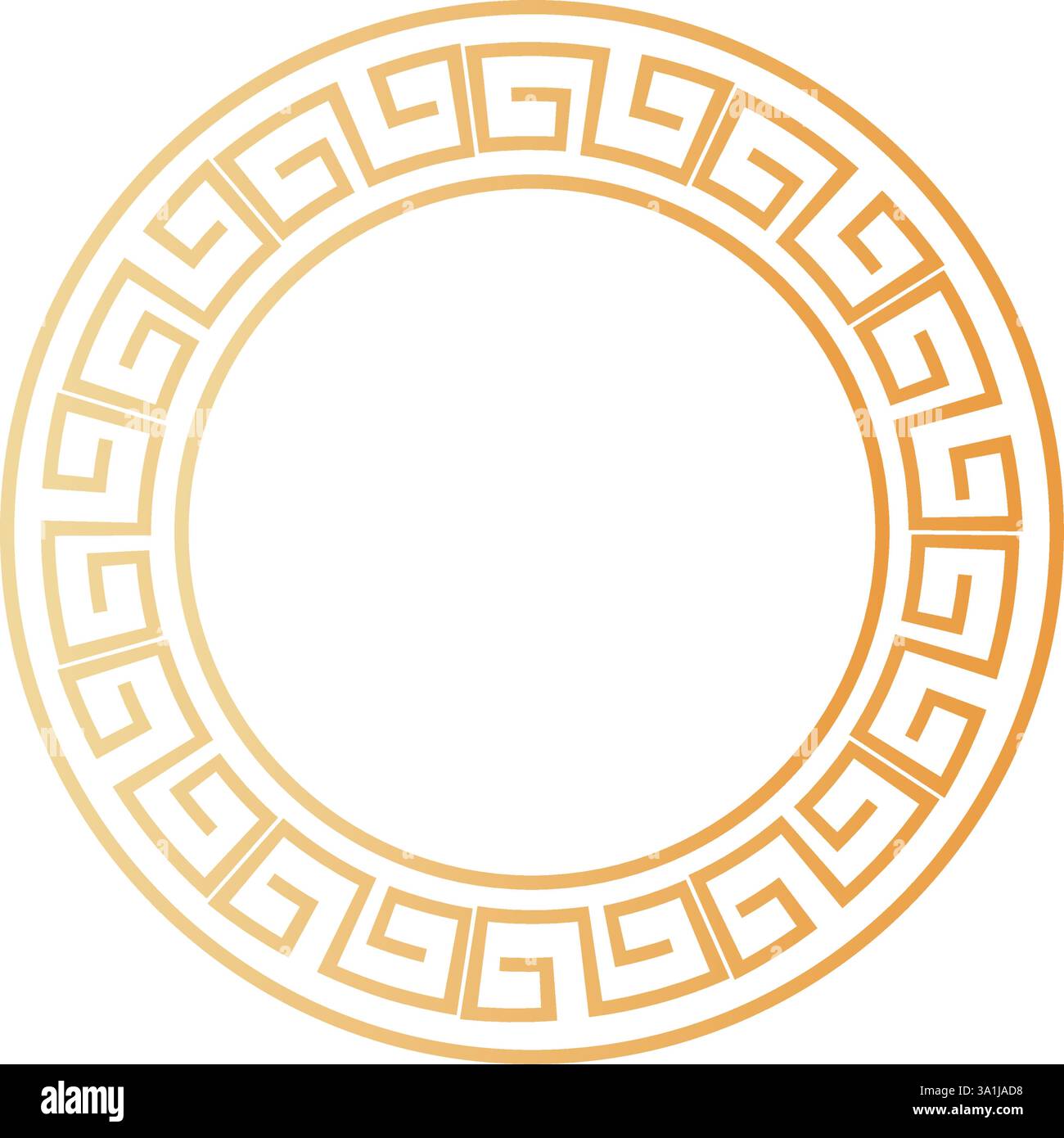 Elegant circular greek key pattern design with golden gradient Stock ...