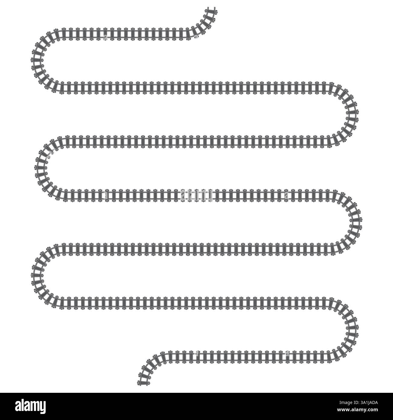 Vector Railway train track illustration. Rail pattern round circular ...