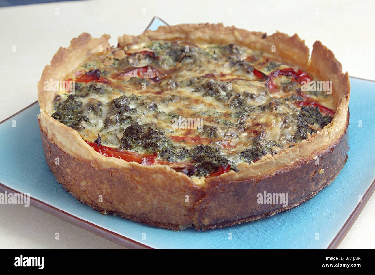Vegetable food, Pae with spinach, red peppers and Mushrooms Stock Photo ...