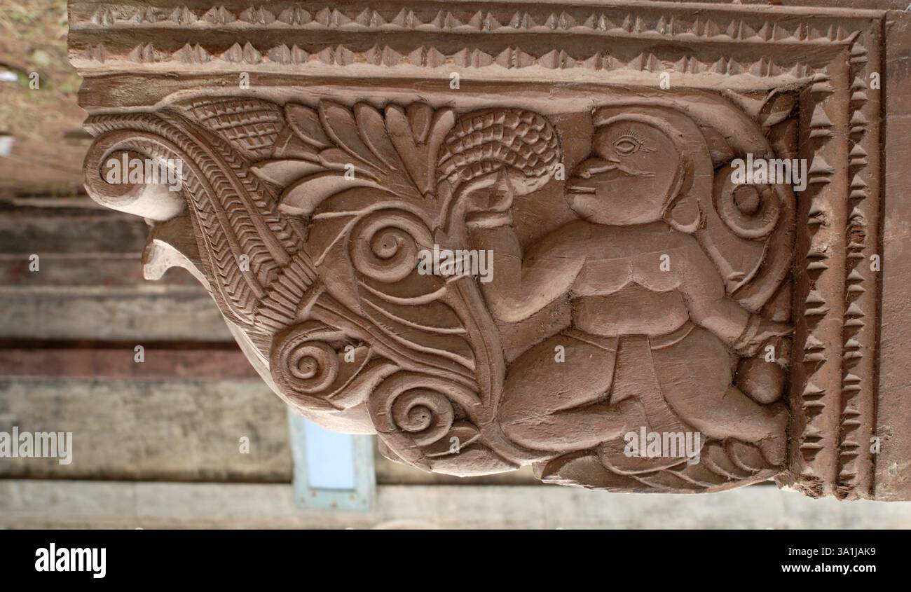 Wood carving subject hanuman at Kunkeshvar temple, Taluka Devgadh ...