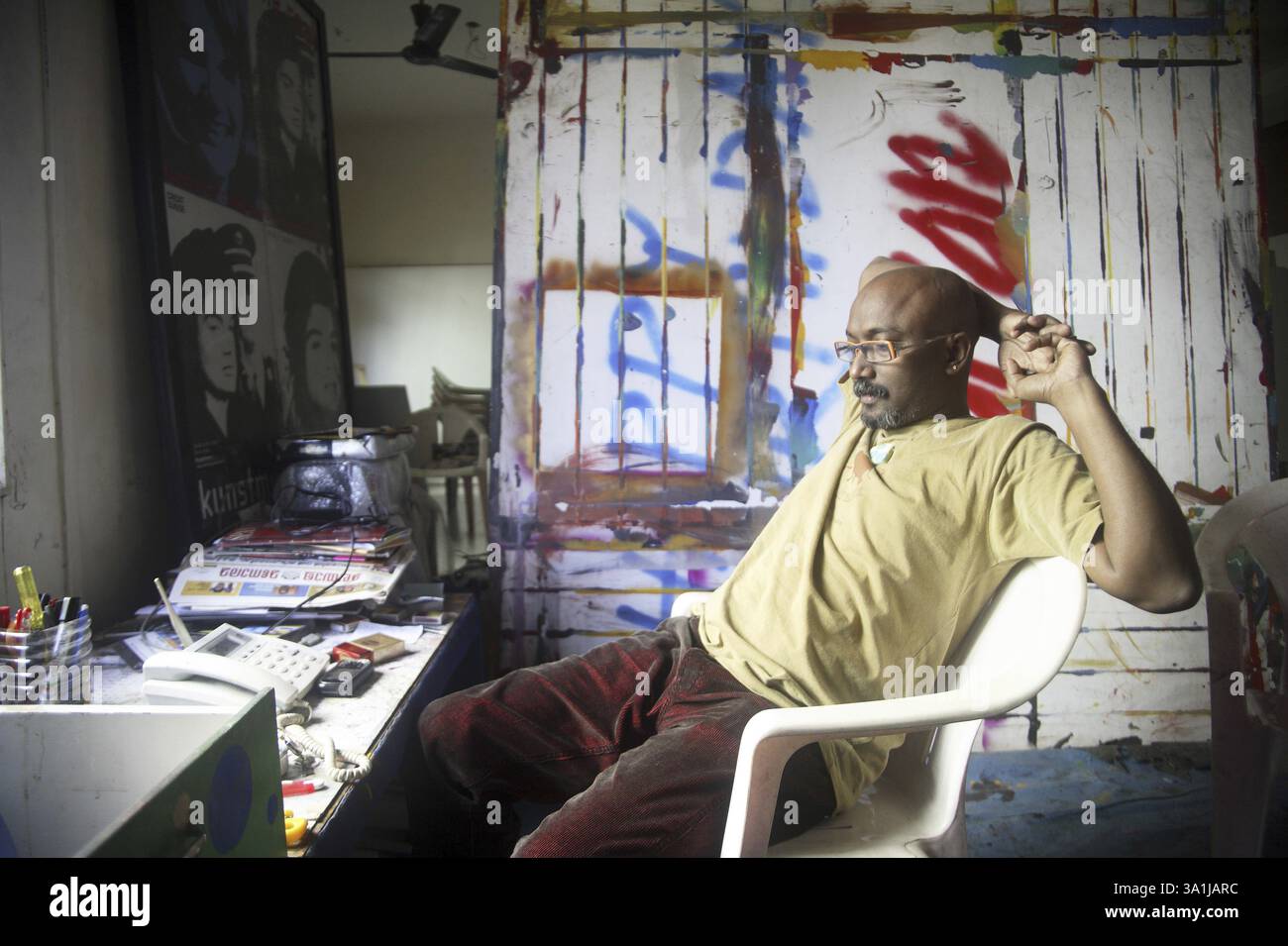 South Asian Indian contemporary artist Bose Krishnamachari in his ...