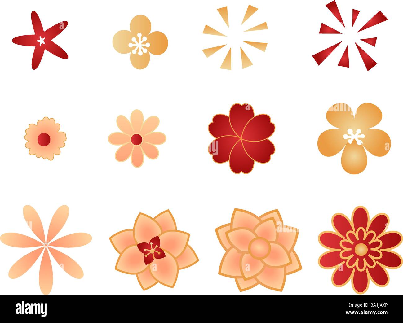 Colorful floral design elements: diverse blossom patterns for creative ...
