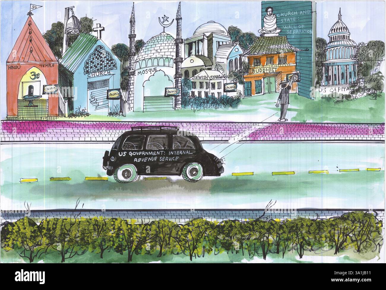 Illustration of Buddhist temple, Hindu temple, Christian Church, Muslim ...