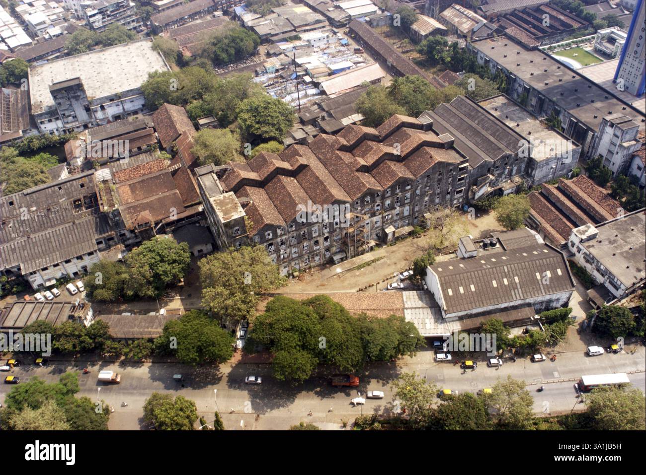 Aerial view of Hindustan mills at Saat Rasta, Mumbai Central, Bombay ...