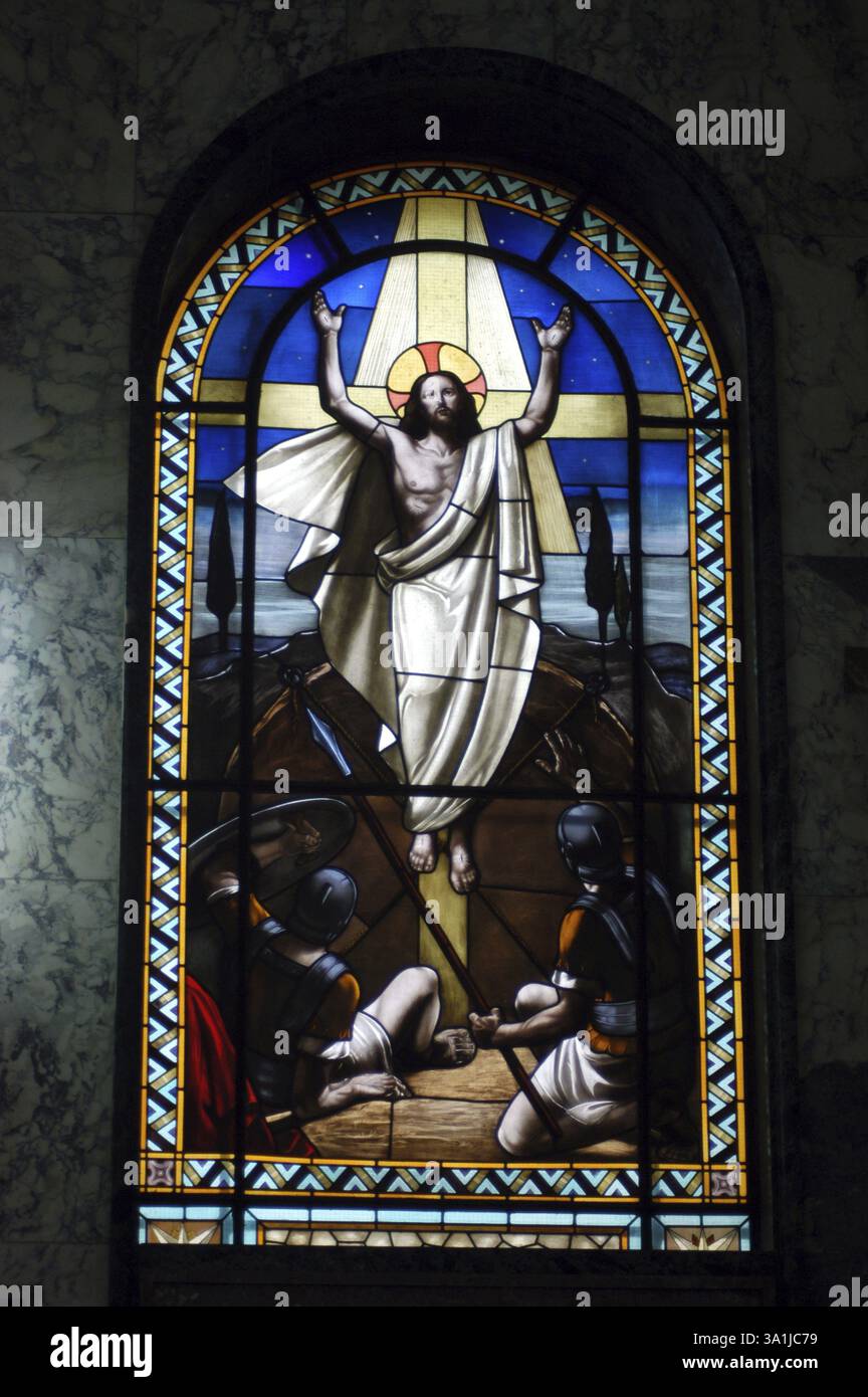 Life of Jesus Christ is depicted on stained glass at Don Bosco Church ...