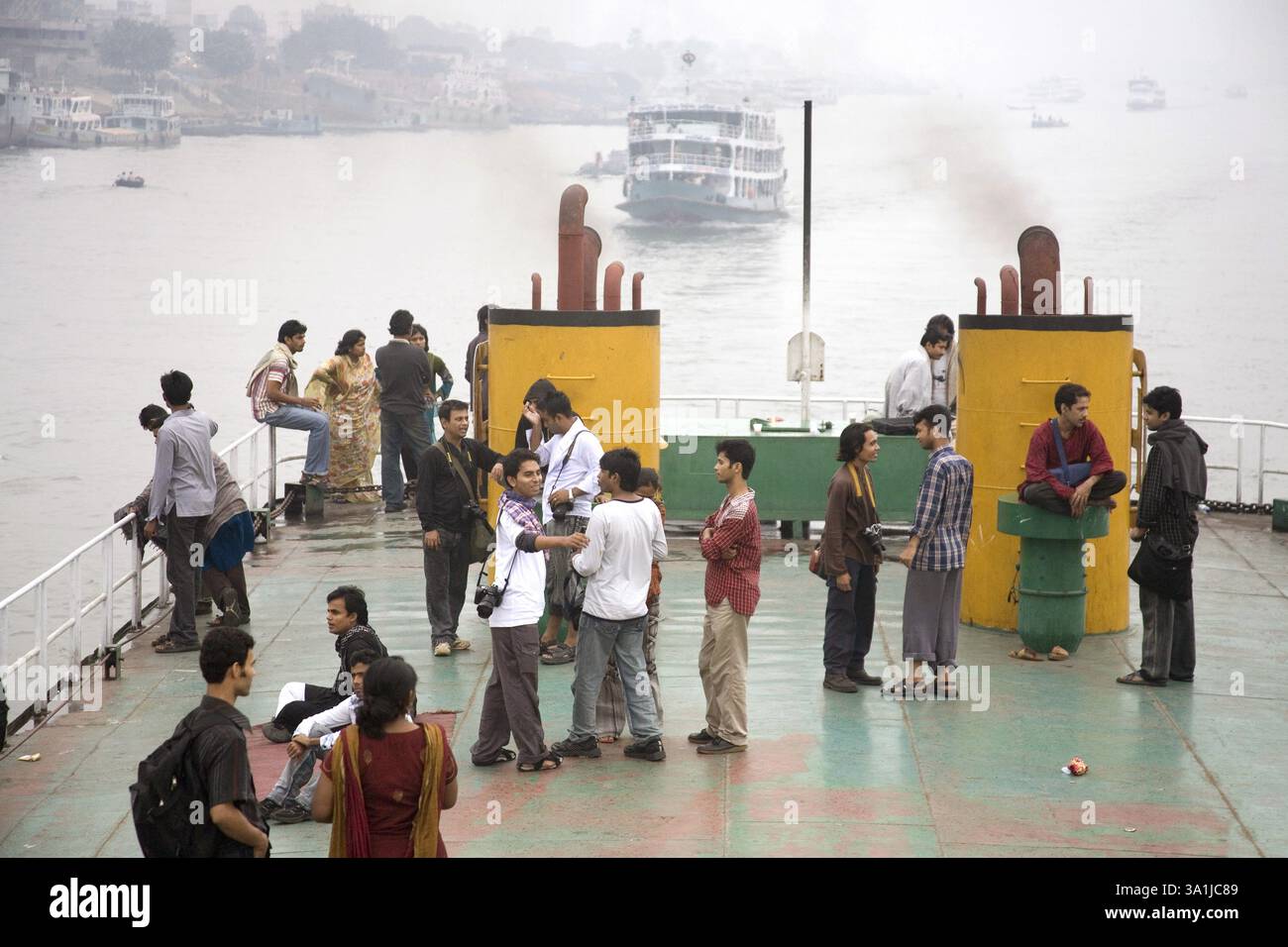 People traveling in Cruise boat in Burigunga Buri Gunga River, Sadarghat Boat terminal, Dhaka ...