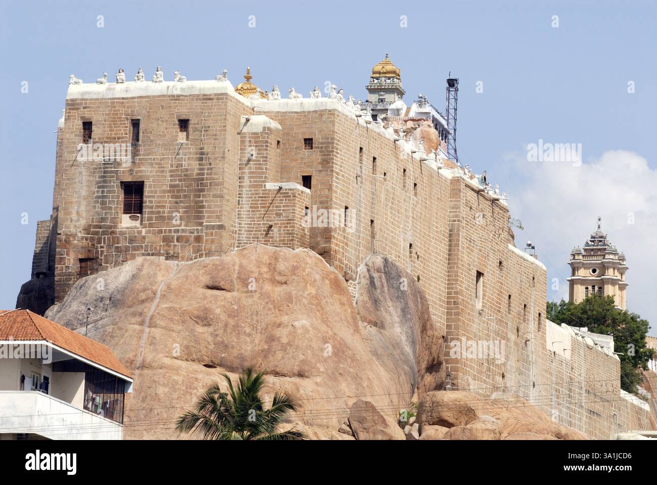 Rock fort temples with huge fortification constructed by coursed rubble ...