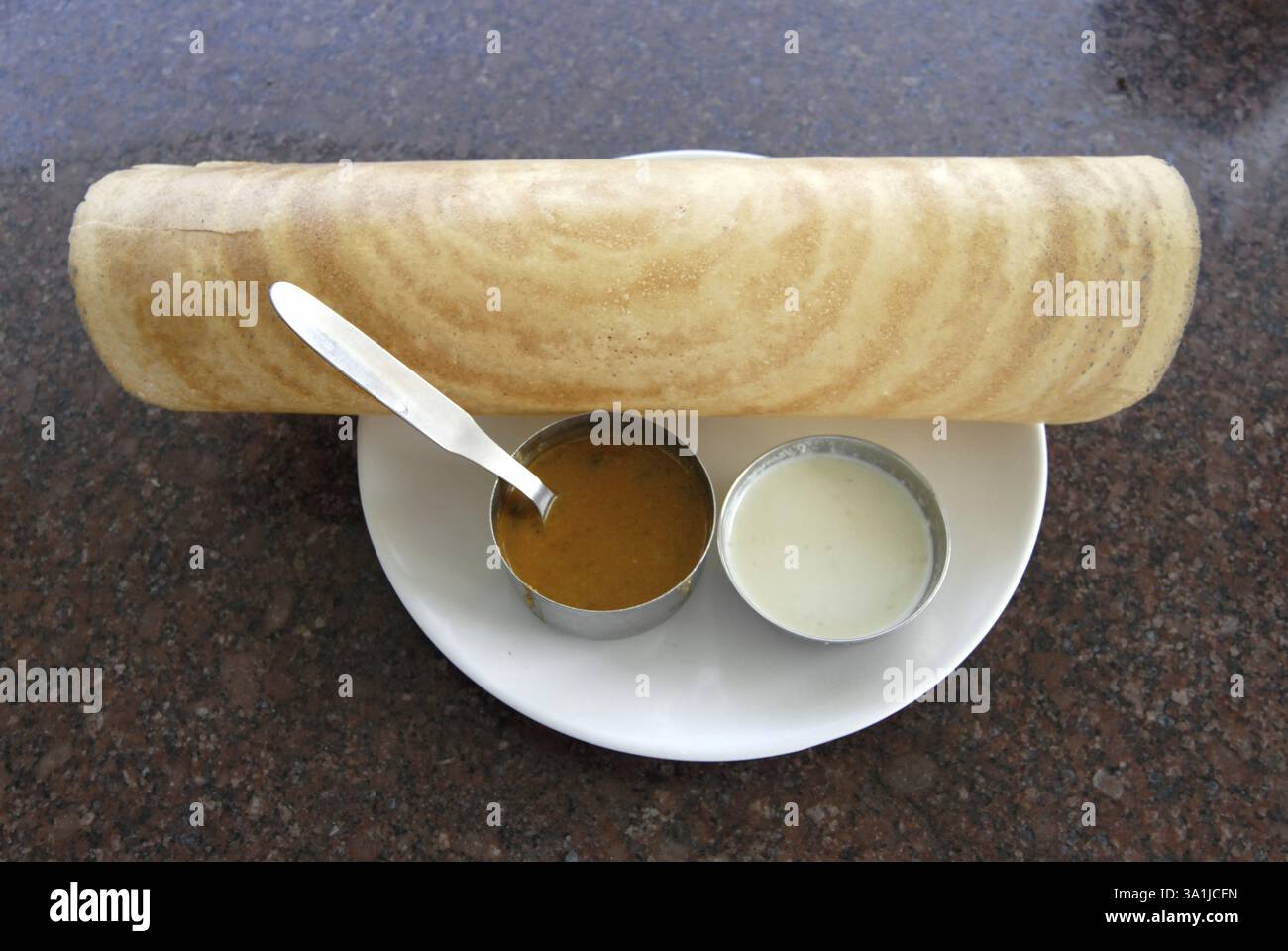 Dosa with sambhar and chatni, typical south Indian menu for Breakfast ...