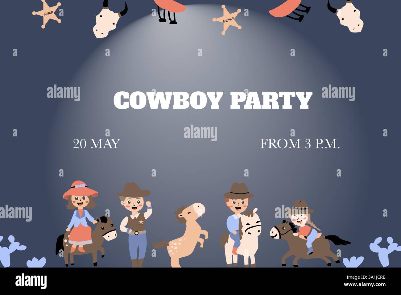 Cowboy party background western Stock Vector Images - Alamy