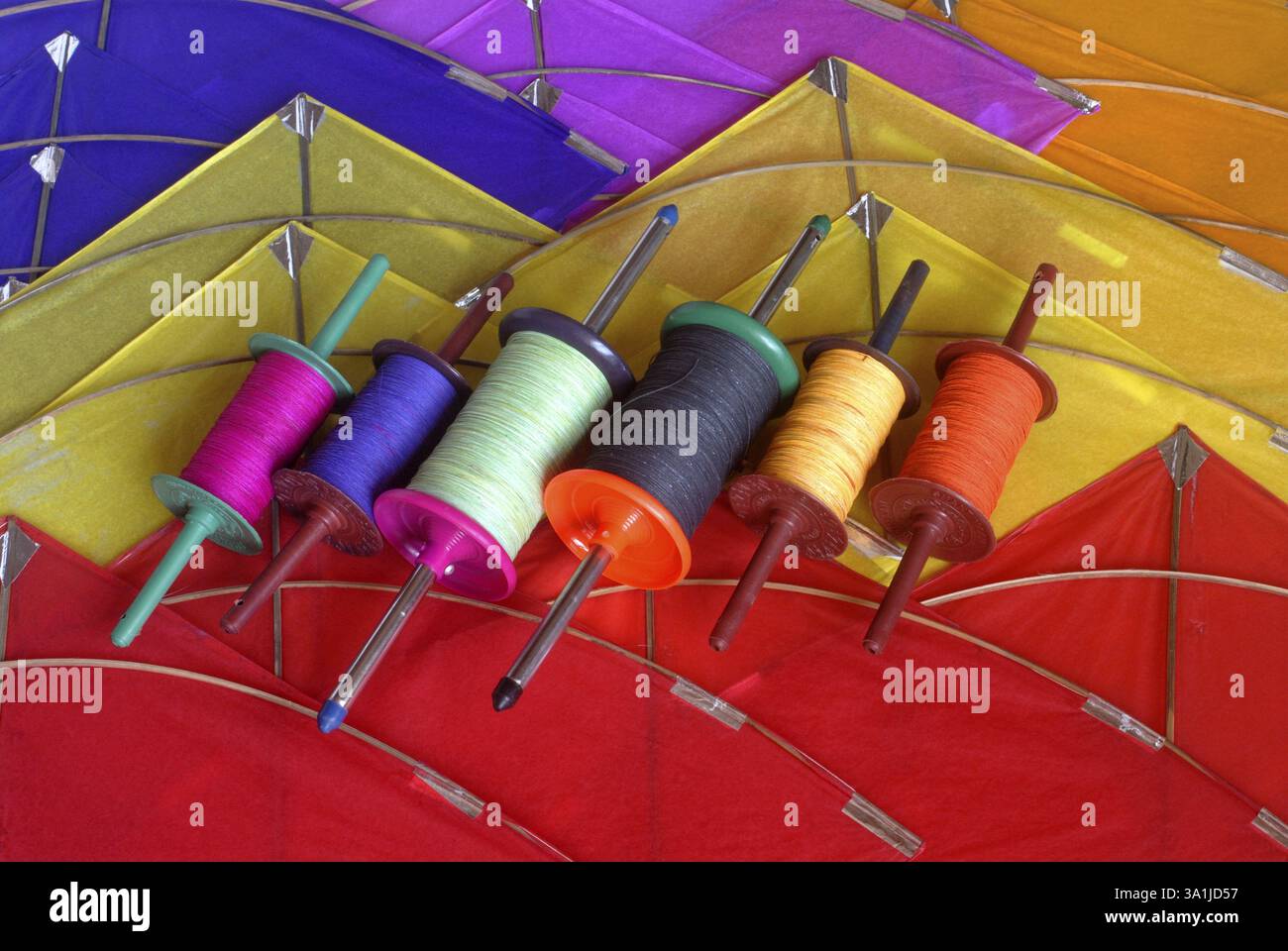 Kites, reels of colourful manja for celebrating Makara Sankranti ...