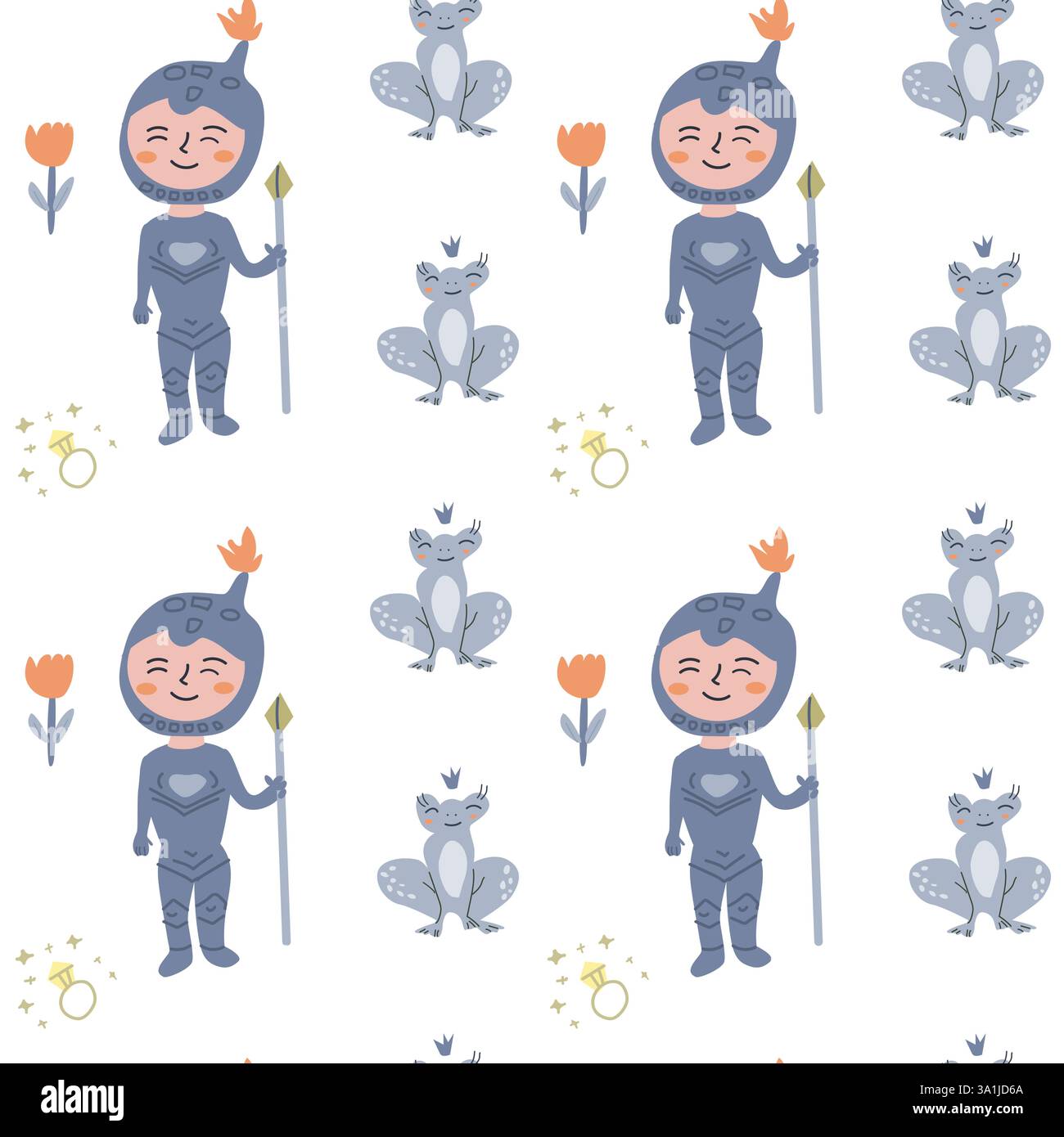 Charming princess and fairy tale pattern design for children's decor ...