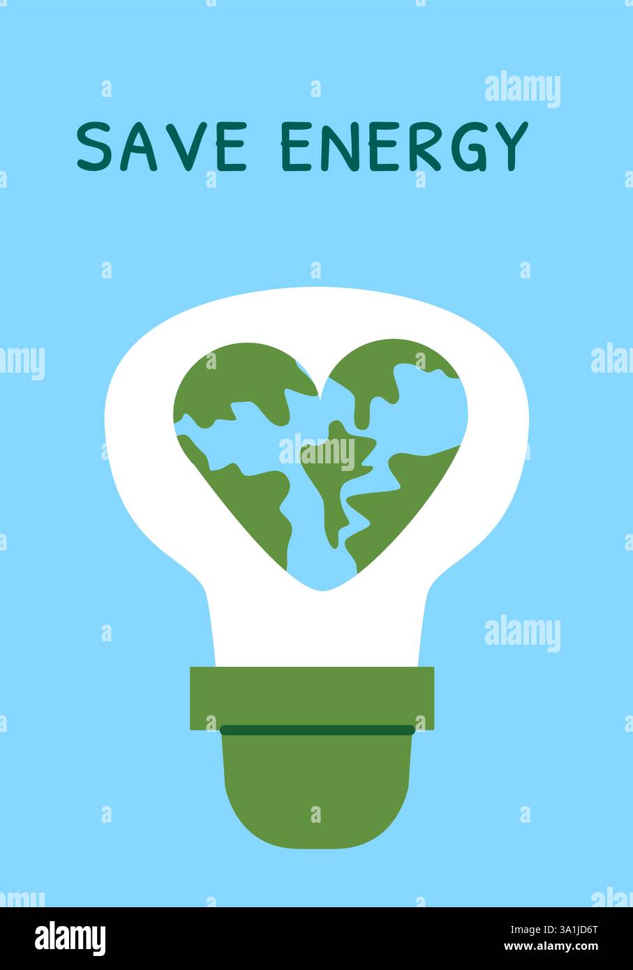 Save energy: heart-shaped earth in light bulb icon promotes ...