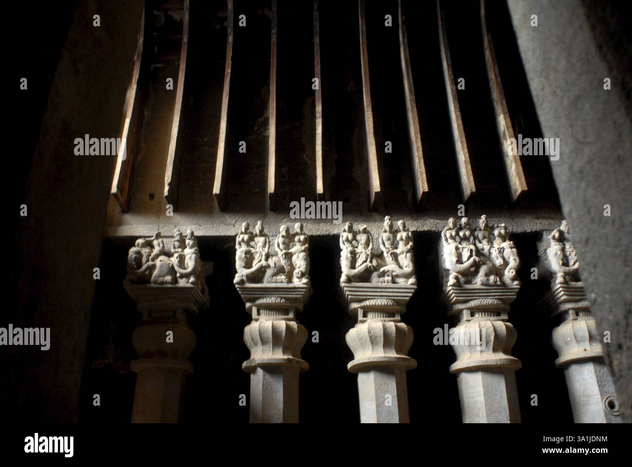 Pillars in Buddhist Karla caves finest examples of ancient rock cut ...