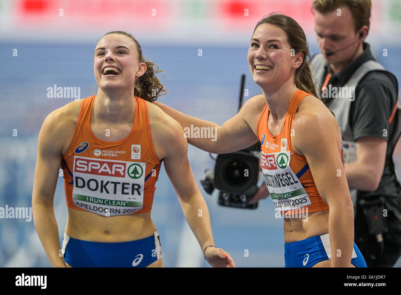 APELDOORN, NETHERLANDS - MARCH 9: Sofie Dokter of The Netherlands, Emma Oosterwegel of The ...