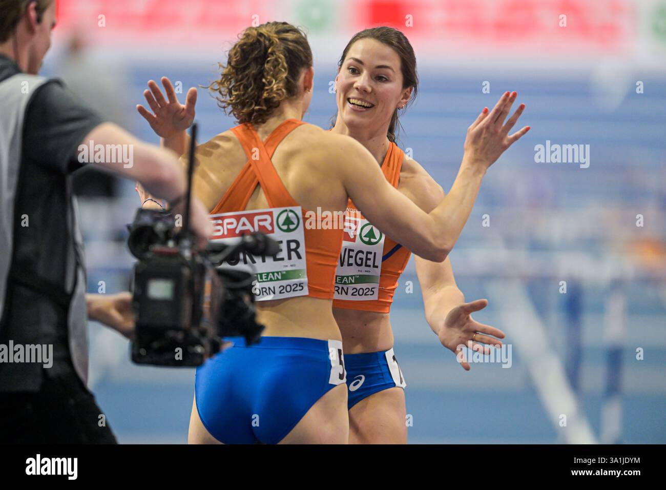 APELDOORN, NETHERLANDS - MARCH 9: Sofie Dokter of The Netherlands, Emma Oosterwegel of The ...