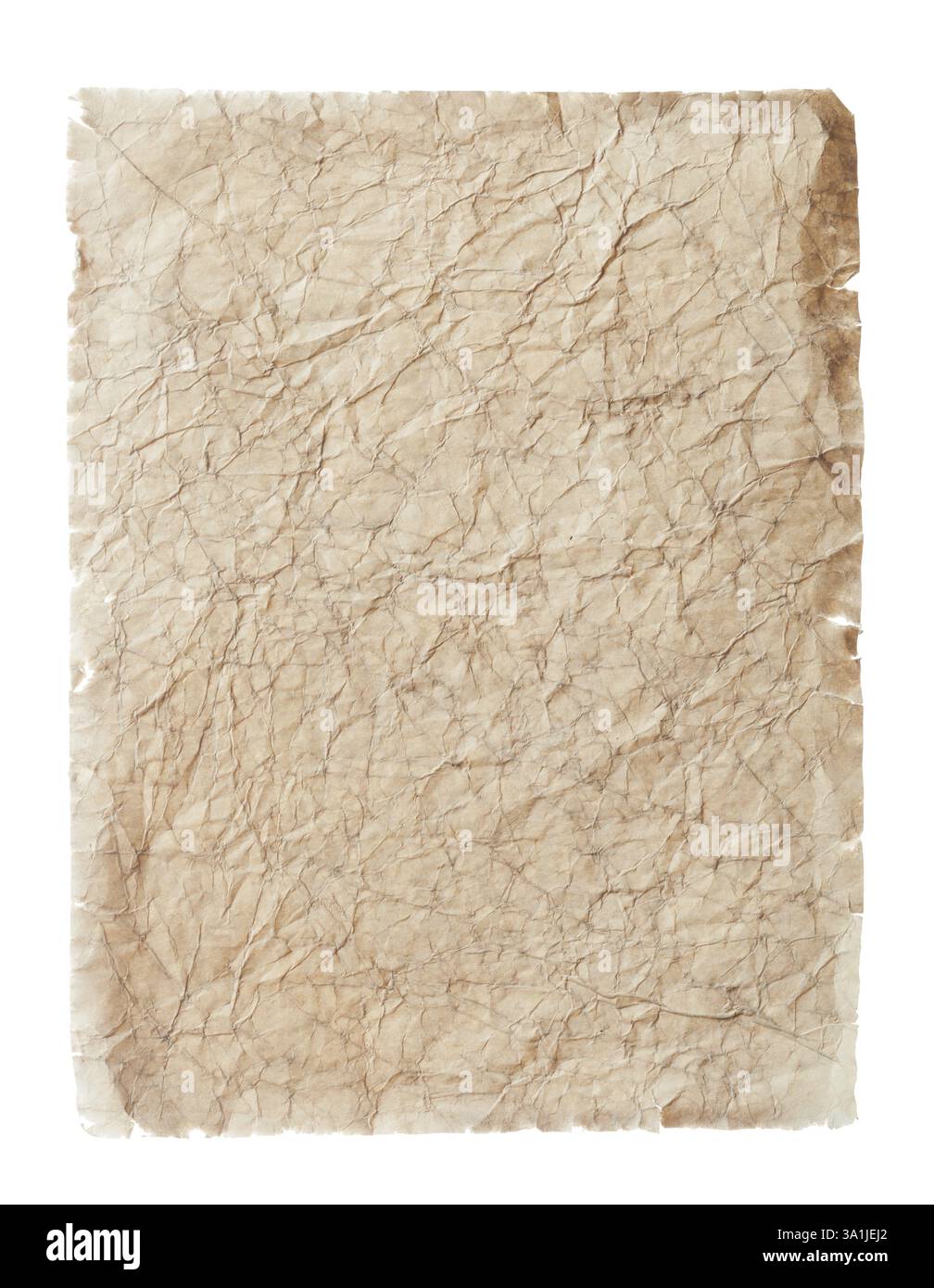 Medieval crumpled sheet of paper isolated on white Stock Photo - Alamy