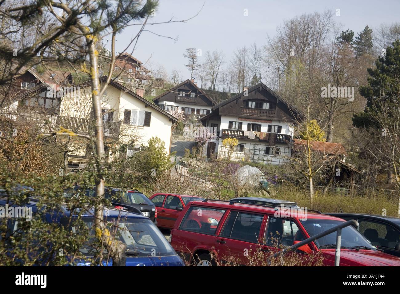 German country side landscape from a train window, Munich, Germany ...