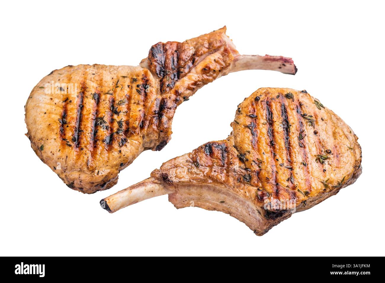 Juicy grilled pork Tomahawk chop, perfectly seared and bursting with ...