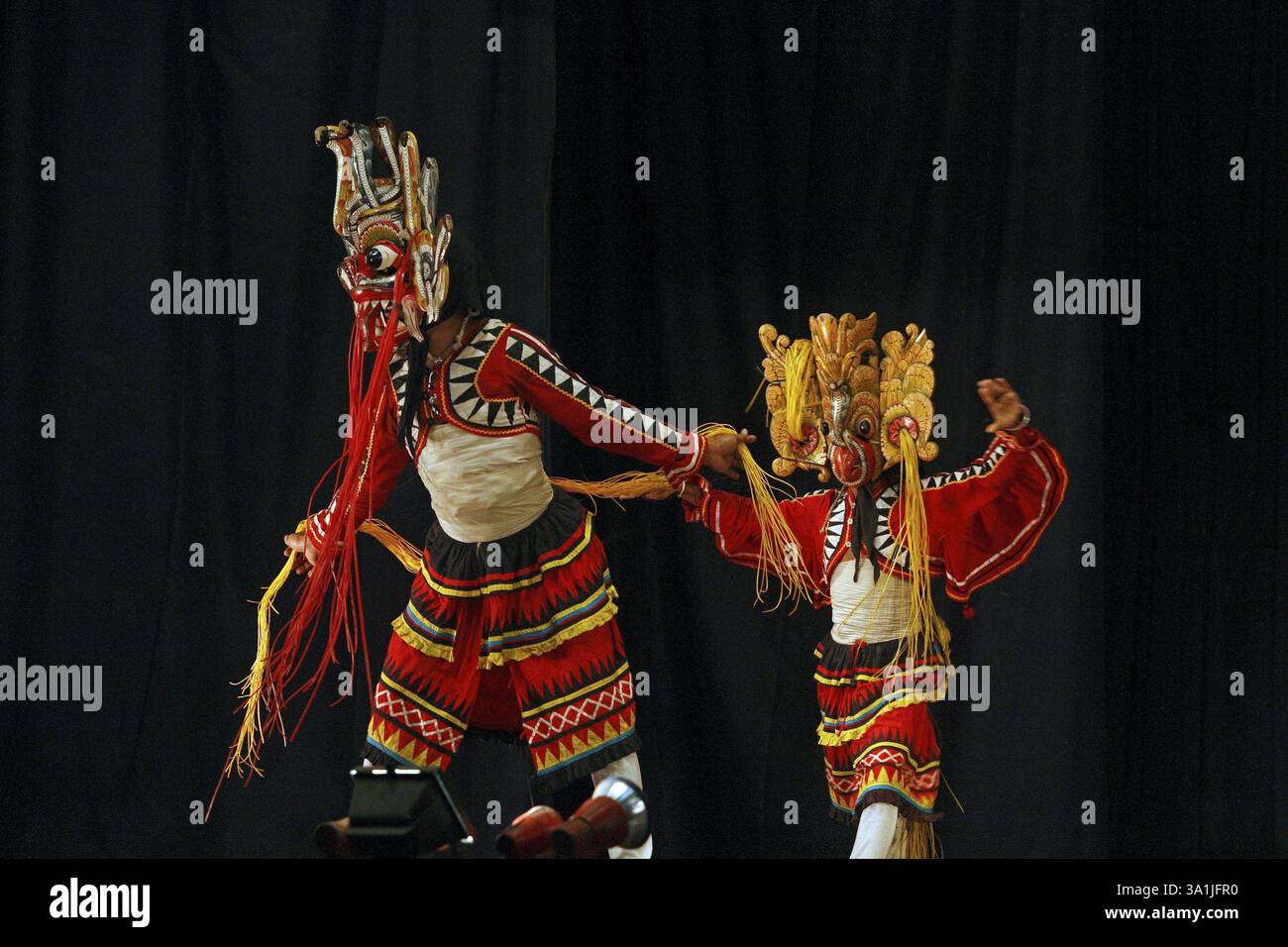 Mask dance, low country (south sri lanka) mask dance showing the ...